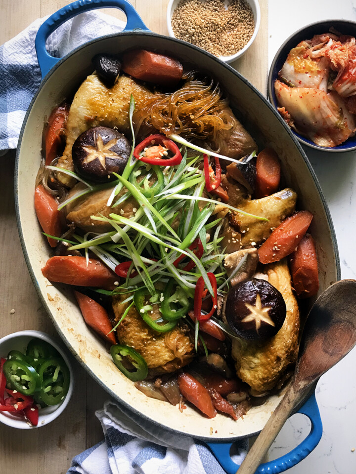 Dak Jjim, Korean Soy Braised Chicken and Vegetables Recipe